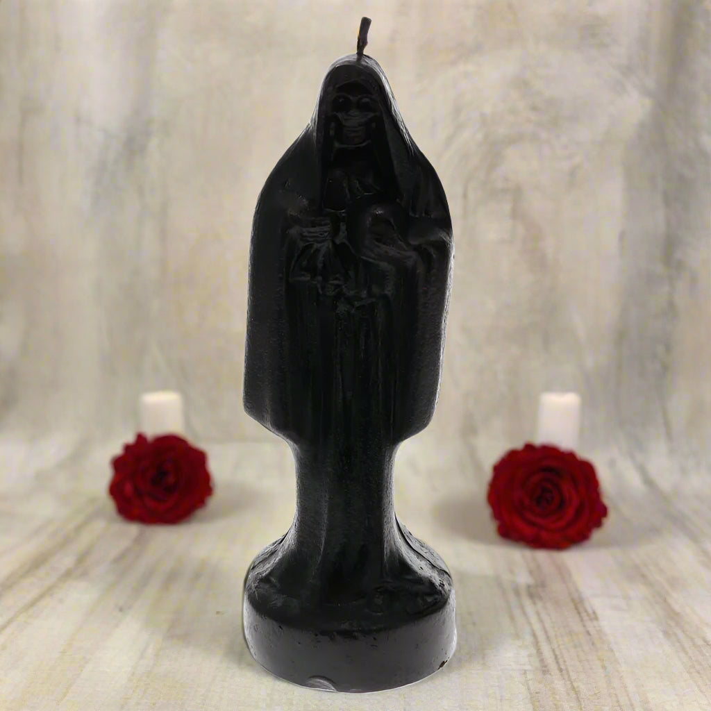 Black Holy Death Candle (Santa Muerte) 25cm – Wicked Crystals and Things