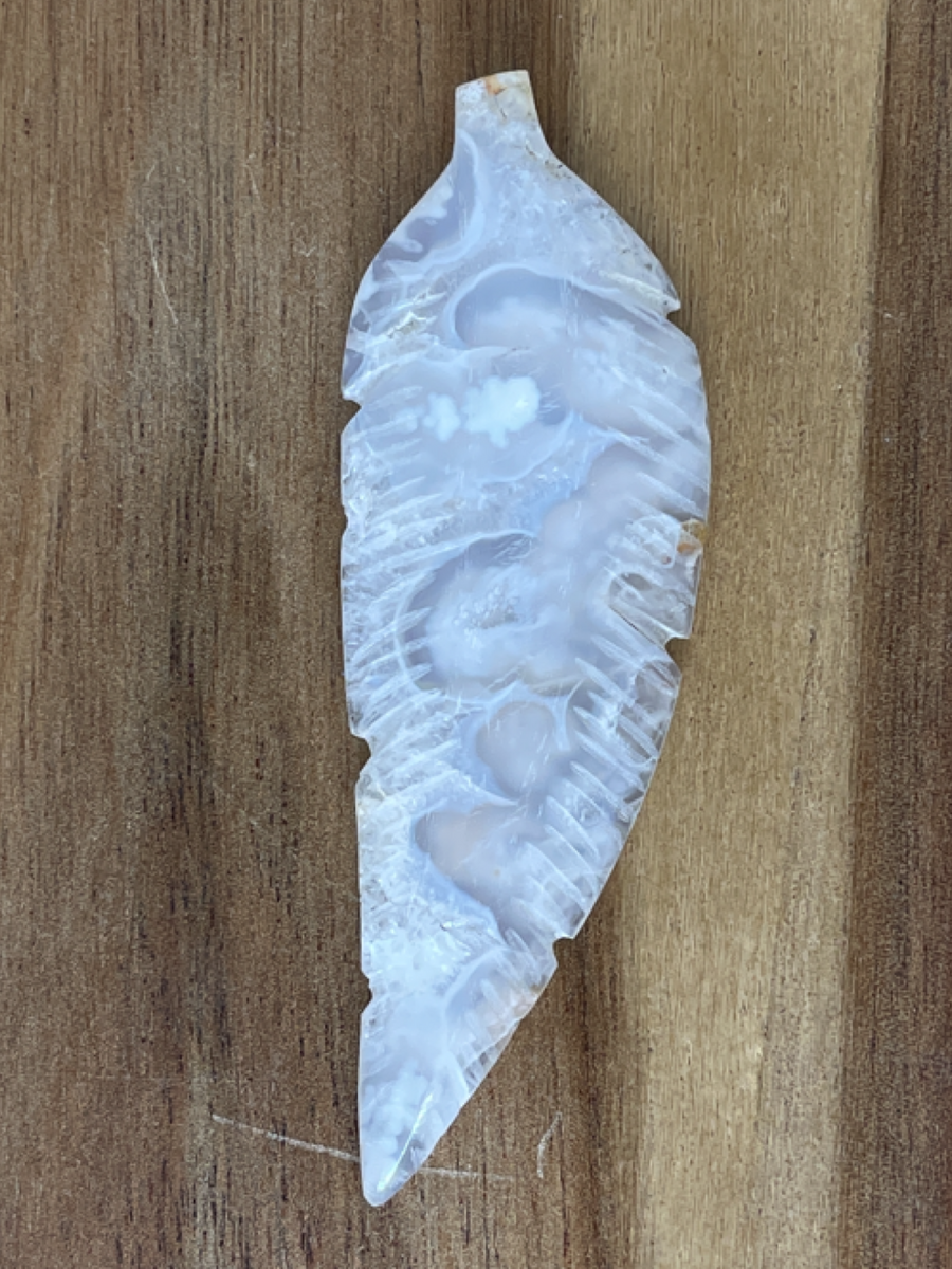Flower Agate Feather Carving #273 – Wicked Crystals and Things