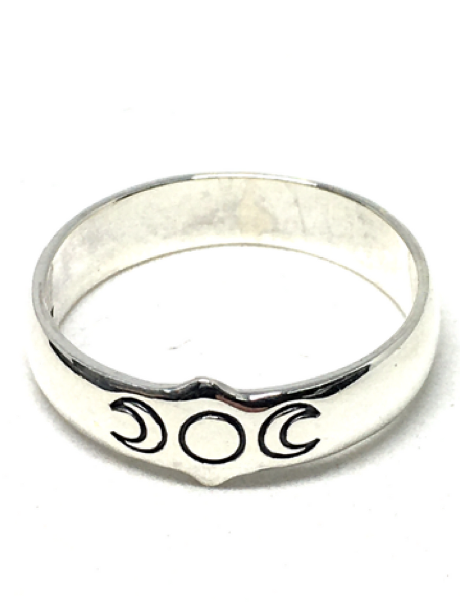 Triple Moon Sterling Silver Ring - Size Medium / Large – Wicked ...
